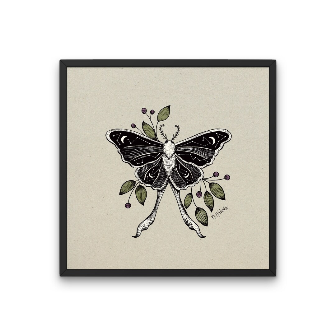 Luna Moth Printable Wall Decor | Moth Butterfly Instant Download | Dark ...