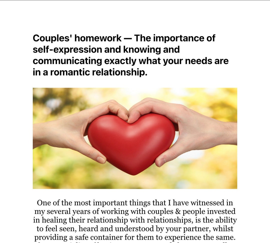 Couples Homework What Are My Needs - Etsy