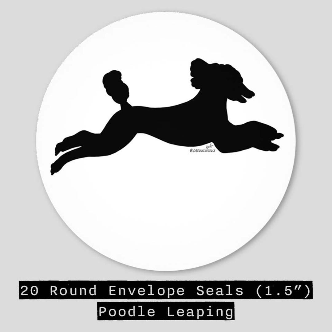 Poodle Stickers Leaping Poodle | 20 Round 1.75" Circle - Etsy