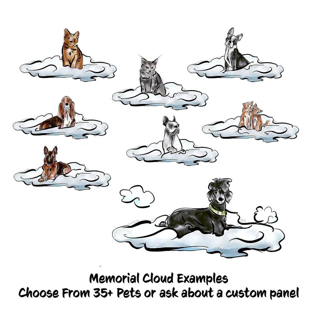 Dog Memorial Art 35 Dog Breeds cats in Another Post - Etsy