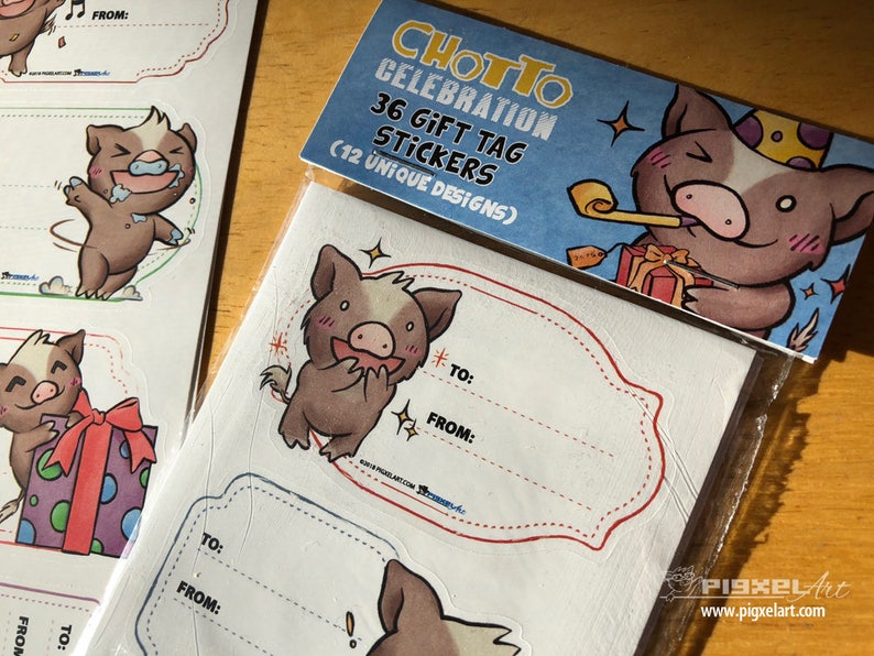Cute Piggy Gift Labels Any Occasion Pig Sticker Set Chotto Celebration ...