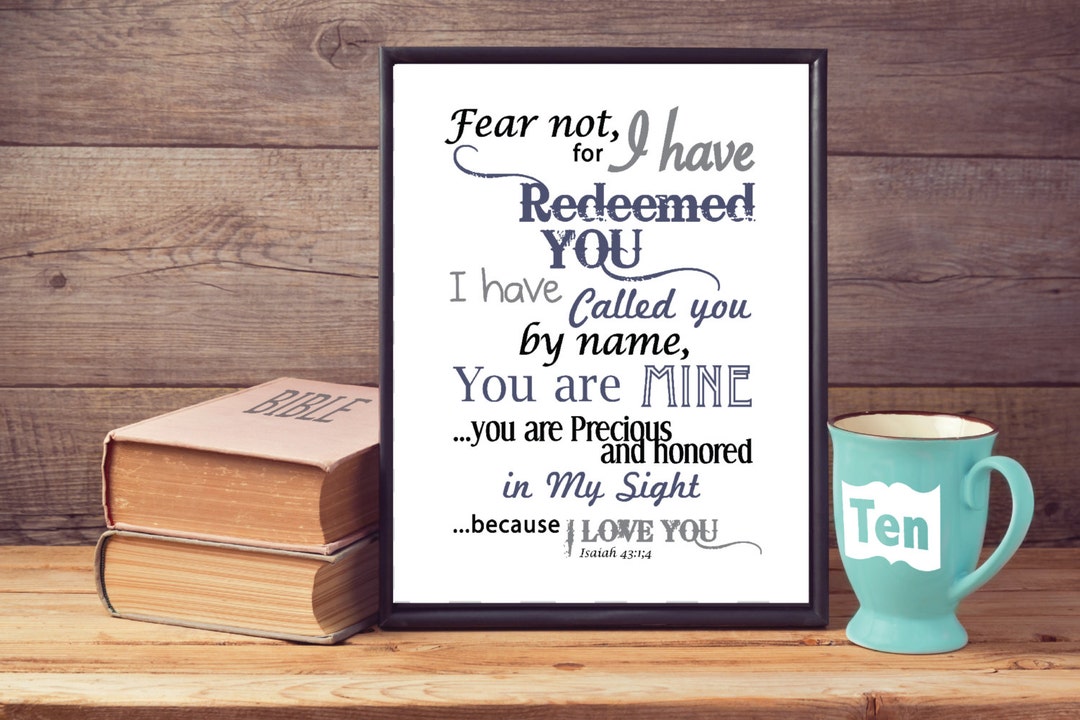 Isaiah 43:1-4 Digital File Bible Verse Art Print Printable Wall Decor ...