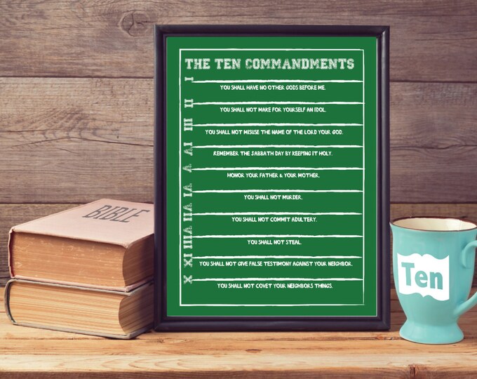 Ten Commandments Football Digital File Ten Commandments Kids Room Man ...
