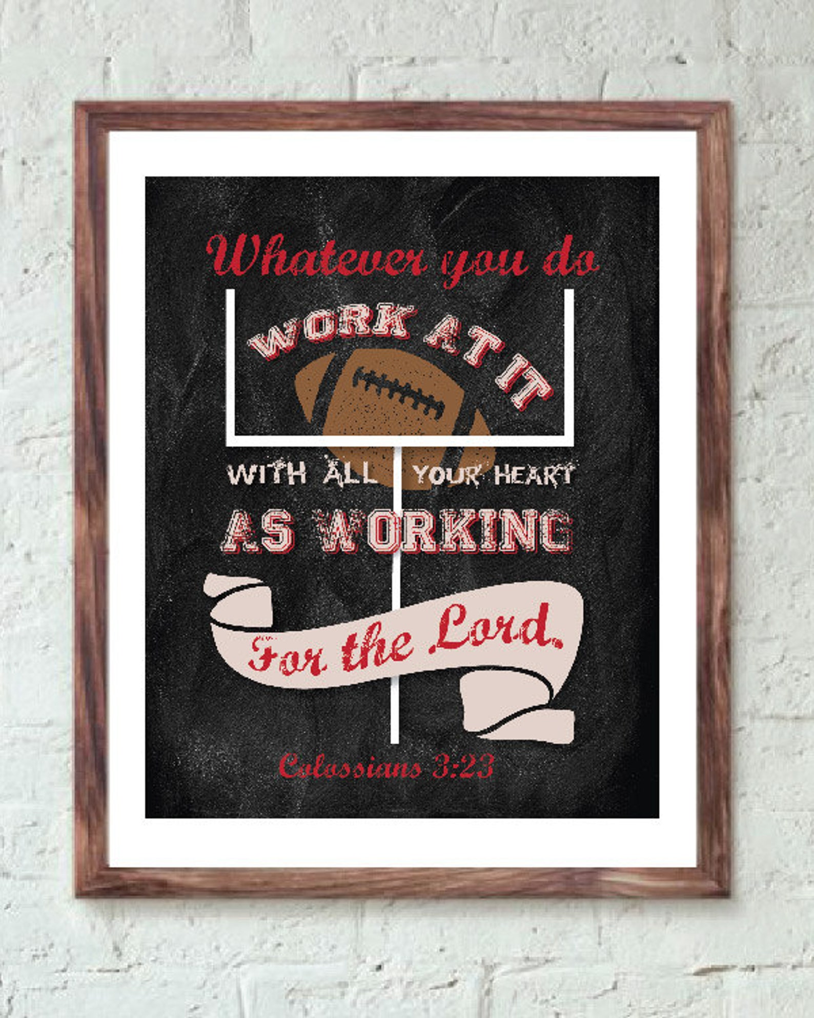Bible Verse Colossians 3:23 School Spirit Colors Football Art Wall ...