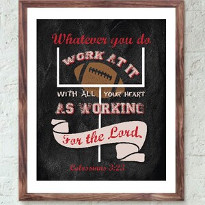 Bible Verse Colossians 3:23 School Spirit Colors Football Art Wall ...