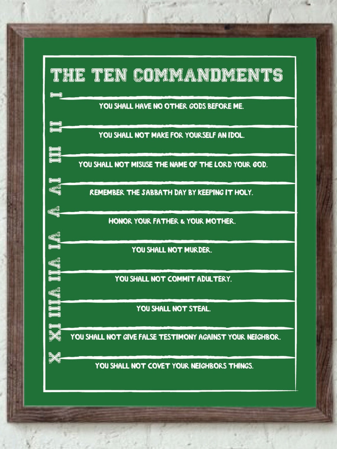 Ten Commandments Football Digital File Ten Commandments Kids Room Man ...