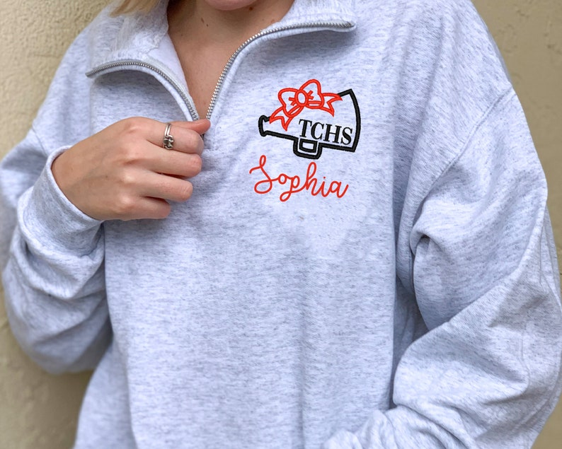 Cheerleader Sweatshirt Cheer Team Quarter Zip Embroidered - Etsy