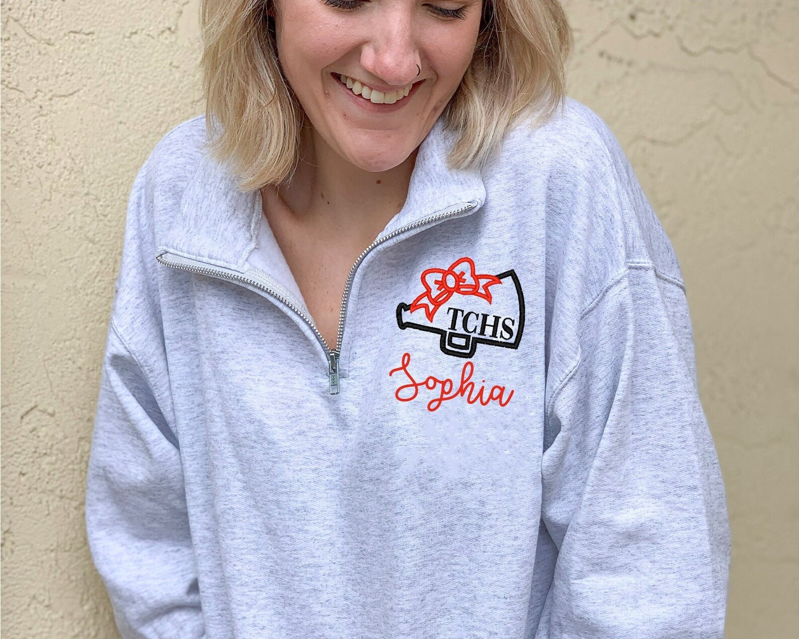 Cheerleader Sweatshirt Cheer Team Quarter Zip Embroidered - Etsy
