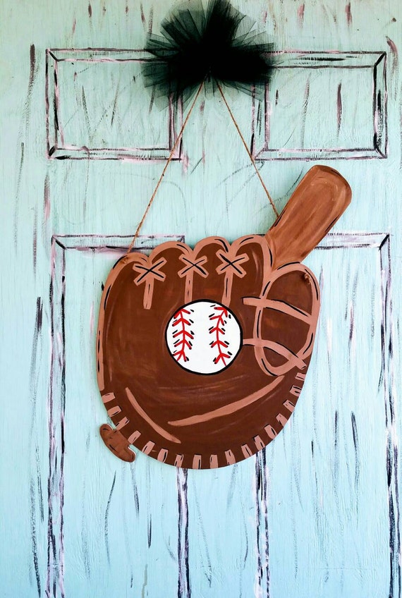 Items Similar To Front Door Wreath Baseball Sign Wood Door Sign 