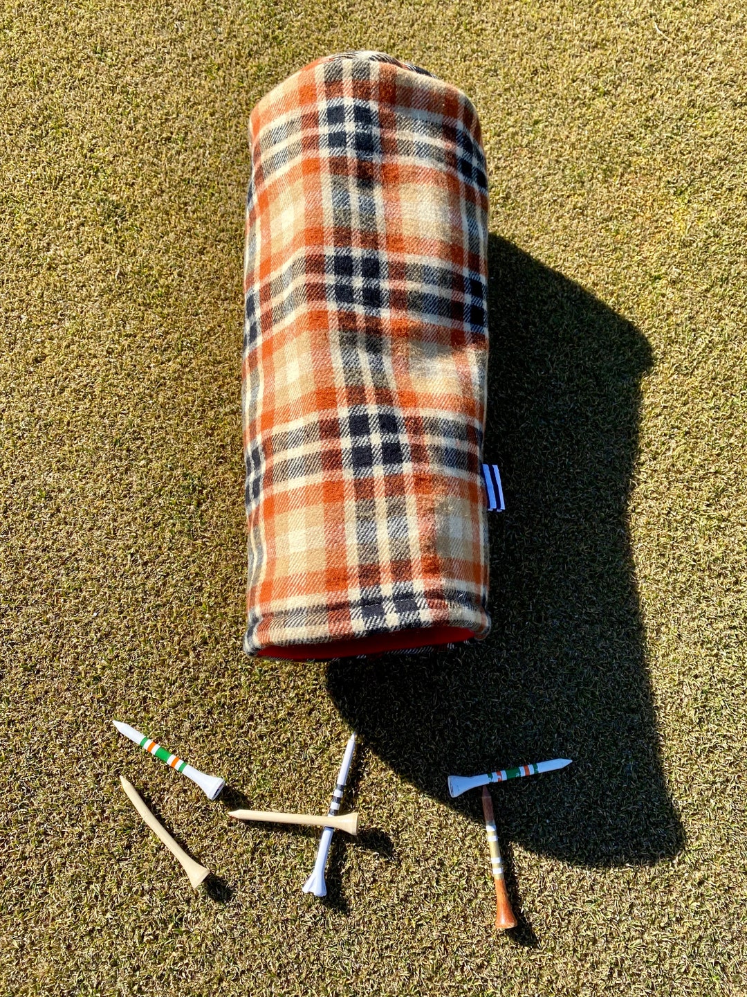 Barrel Style Headcover, Driver, Golf Club Cover, Brown and Black Plaid ...