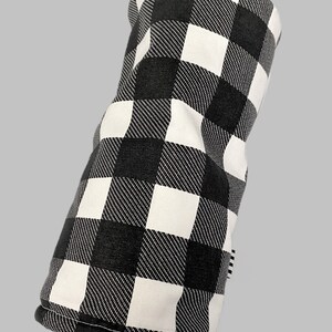 Barrel Style Headcover, Driver, Golf Club Cover, Black and White Check ...