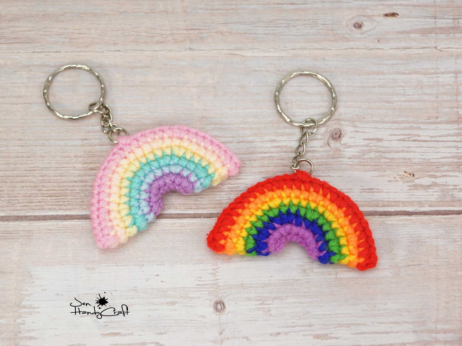 Rainbow keychain Bright rainbow key ring or bag charm | Etsy