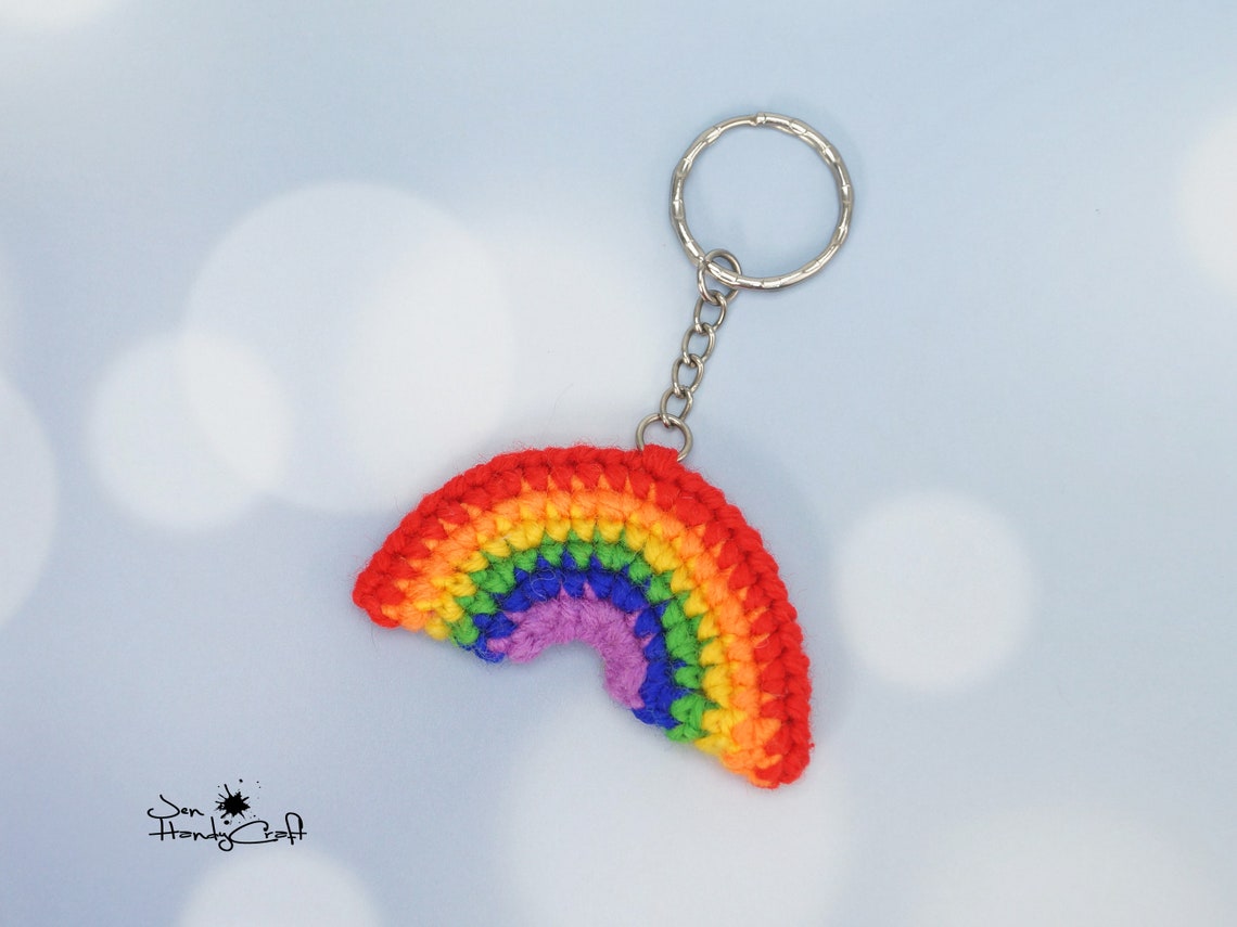 Rainbow keychain Bright rainbow key ring or bag charm | Etsy