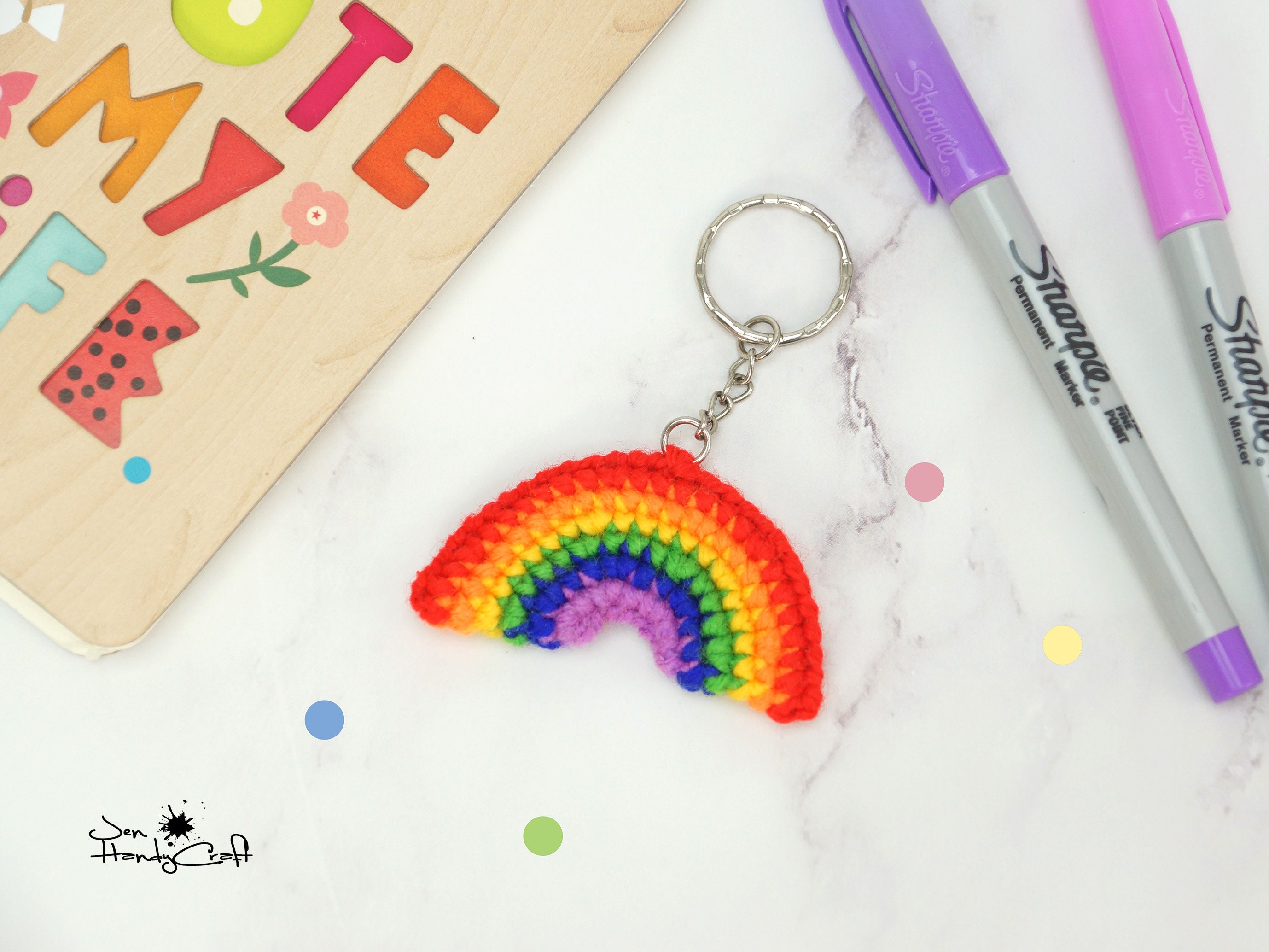 Rainbow keychain Bright rainbow key ring or bag charm | Etsy