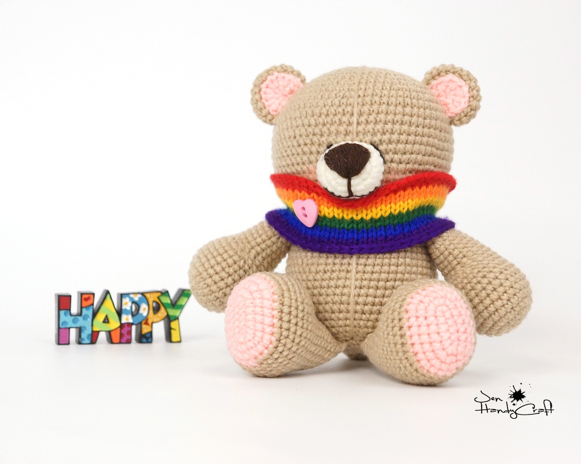 Stuffed Teddy Bear With LGBT Pride Rainbow Scarf LGBT Pride | Etsy