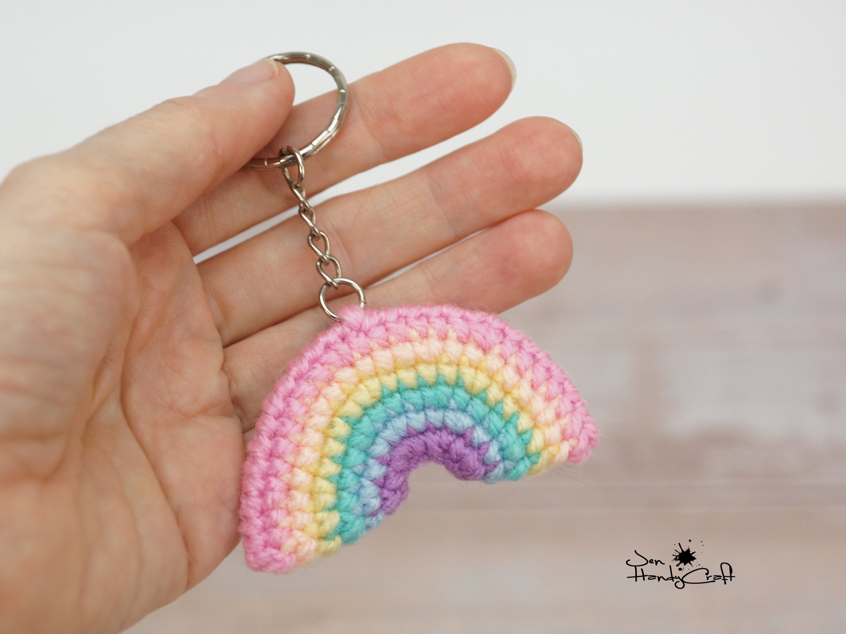 Rainbow keychain Bright rainbow key ring or bag charm | Etsy