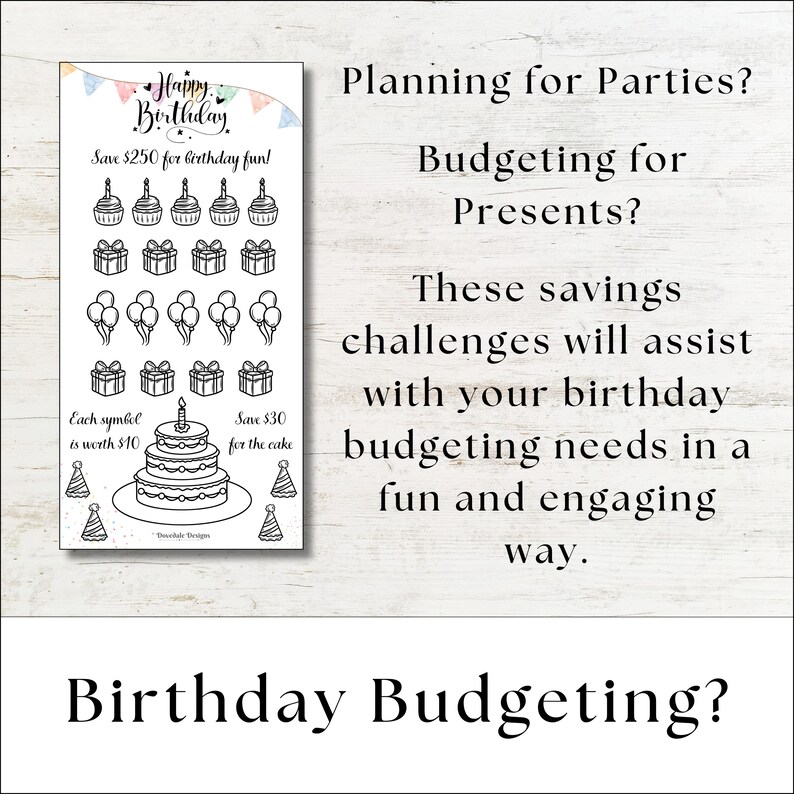 Birthday Savings Challenge Printable A6 PDF Download for Budgeting and ...