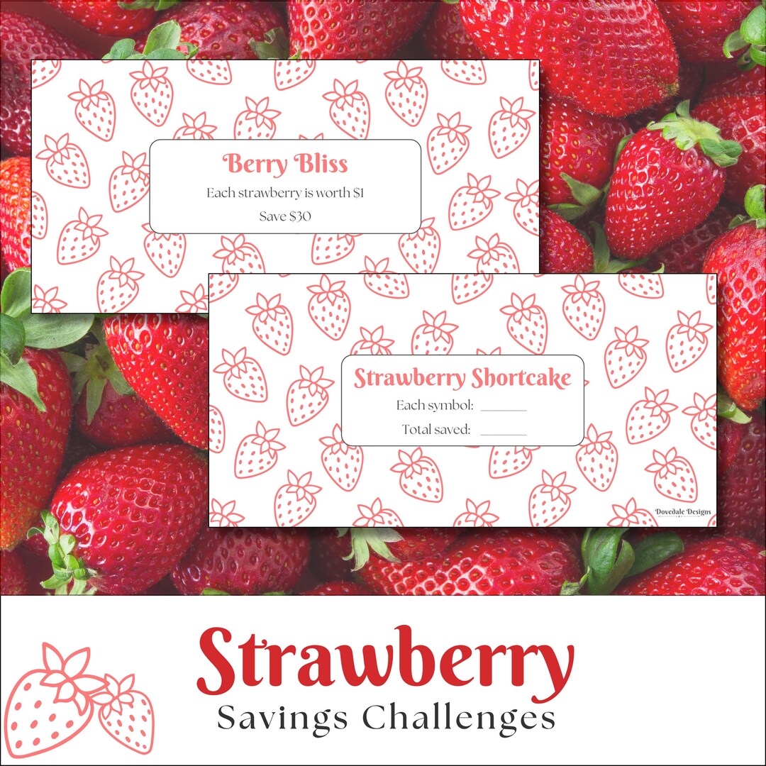 Strawberry Savings Challenges Printable A6 PDF Download for Budgeting ...