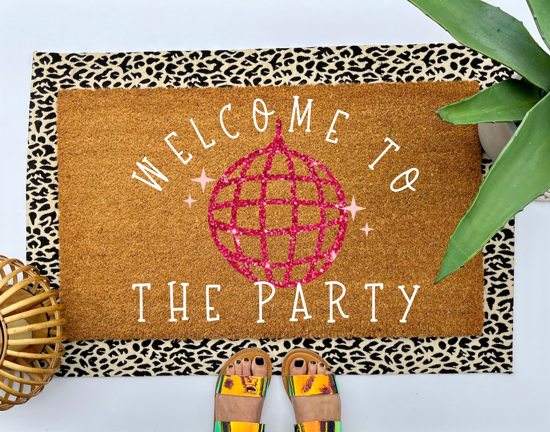 Glitter Disco Ball Coir Doormat, Colorful Boho Decor for Your Front ...