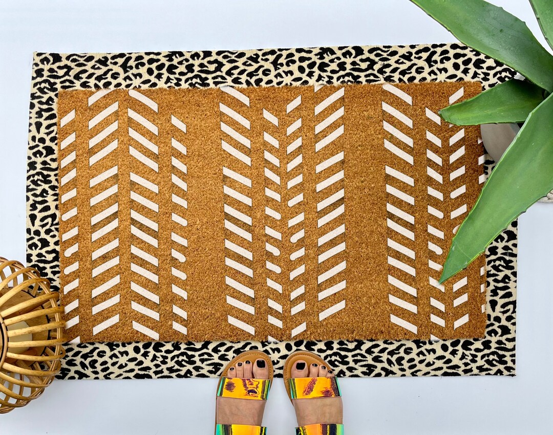 Boho Chevron Coir Doormat, Colorful Boho Decor for Your Front Porch ...