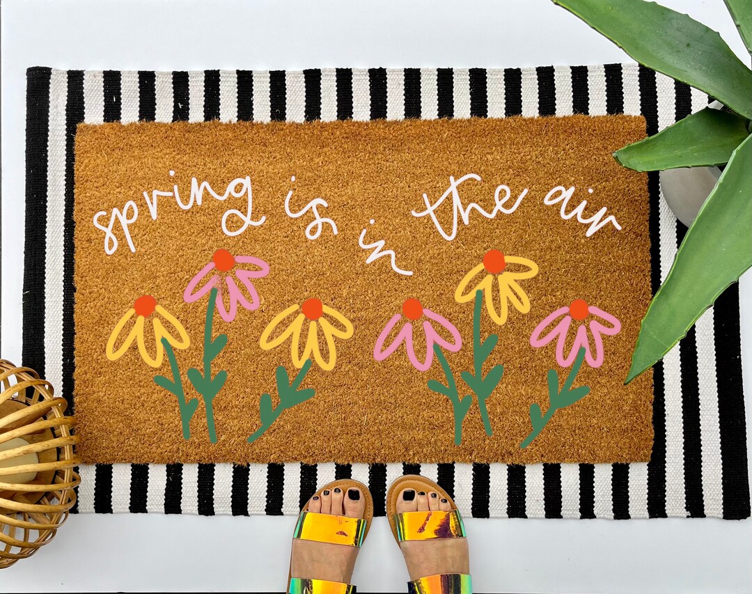 Spring Flowers Coir Doormat, Colorful Boho Decor for Your Front Porch ...