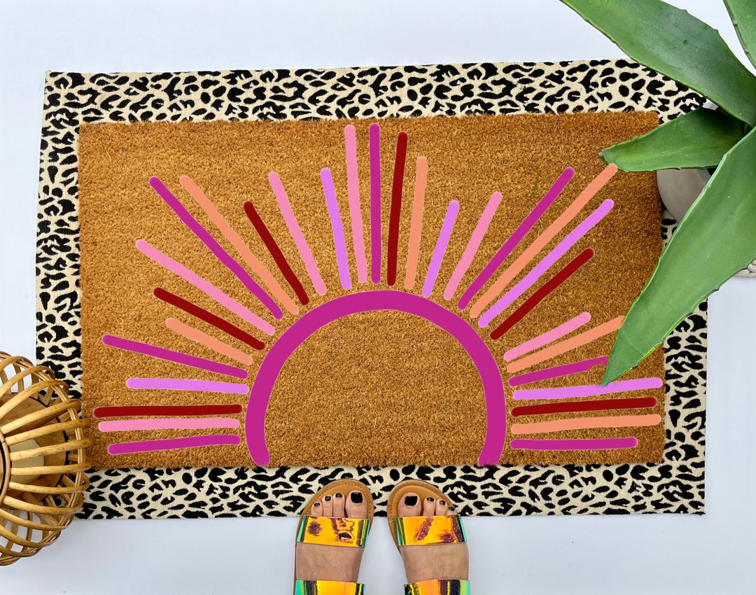 Valentine Sun Coir Doormat, Colorful Decor for Your Front Porch Entry ...