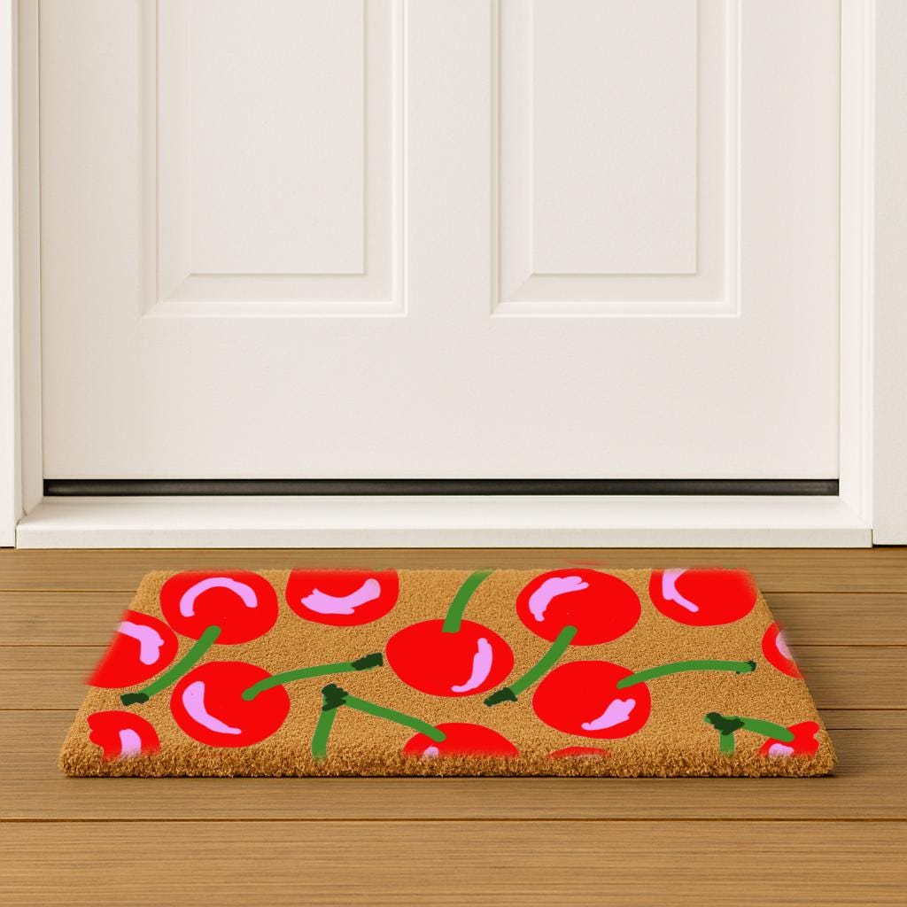 Cherry Coir Doormat, Colorful Fruit Welcome Mat for Spring and Summer ...