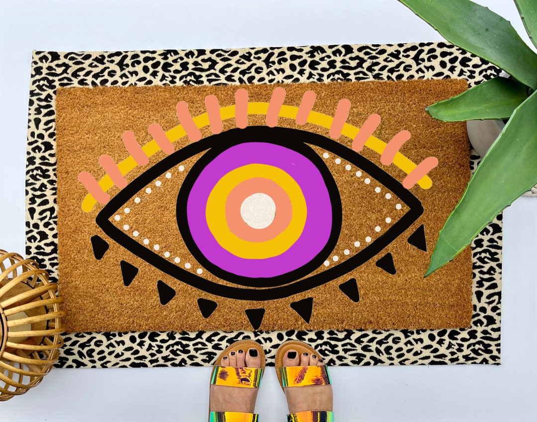 Colorful and Mystic Evil Eye Doormat, Boho Style Welcome Mat for Your ...