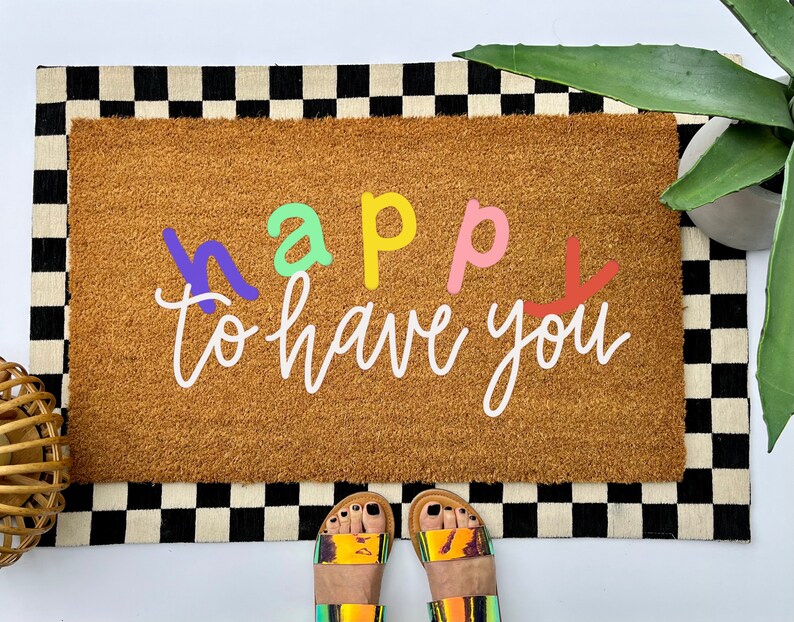 Happy to Have You Coir Doormat, Colorful and Vibrant Welcome Mat for ...