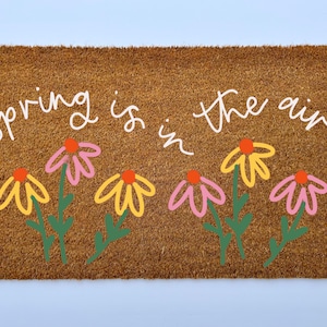 Spring Flowers Coir Doormat, Colorful Boho Decor for Your Front Porch ...
