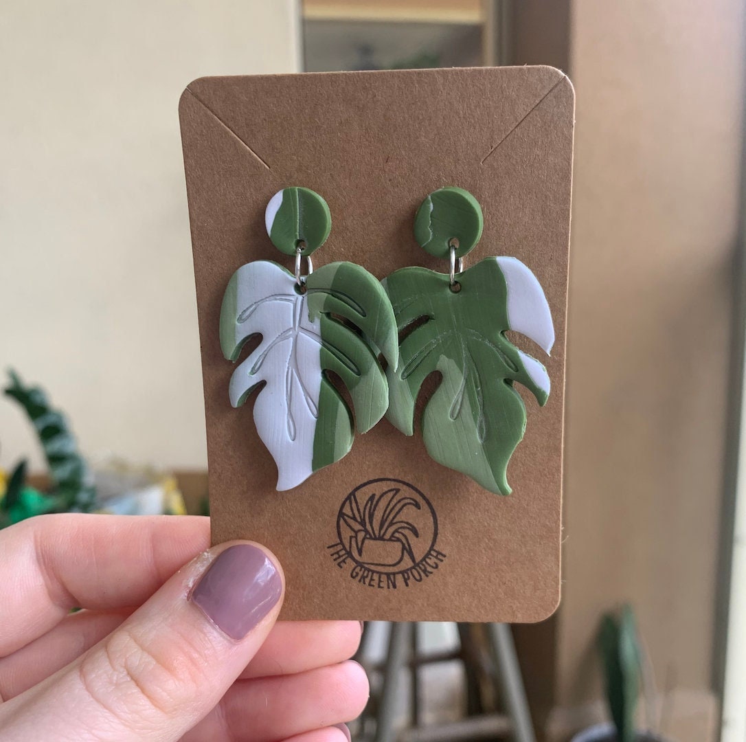THE PLANT LADY Plant Earrings Monstera Earrings Dangle Earrings Clay ...