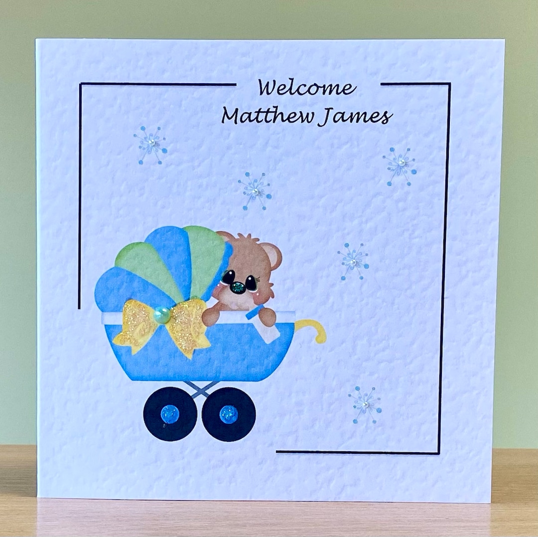 New Baby Card, Handmade Cute New Baby Card, Handmade Baby Shower Card ...
