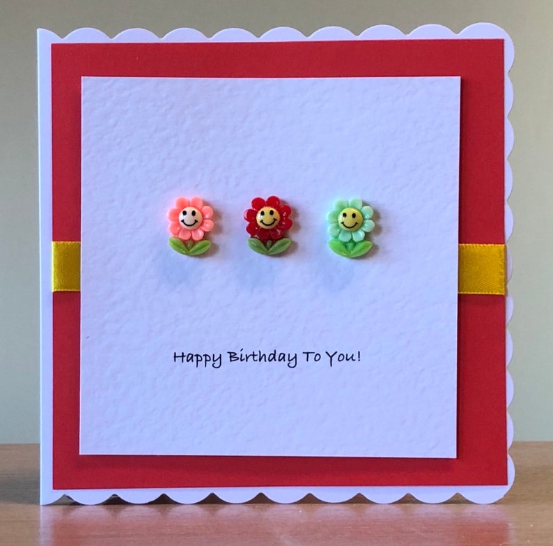 Birthday Card Handmade Flower Birthday Card for Women / - Etsy