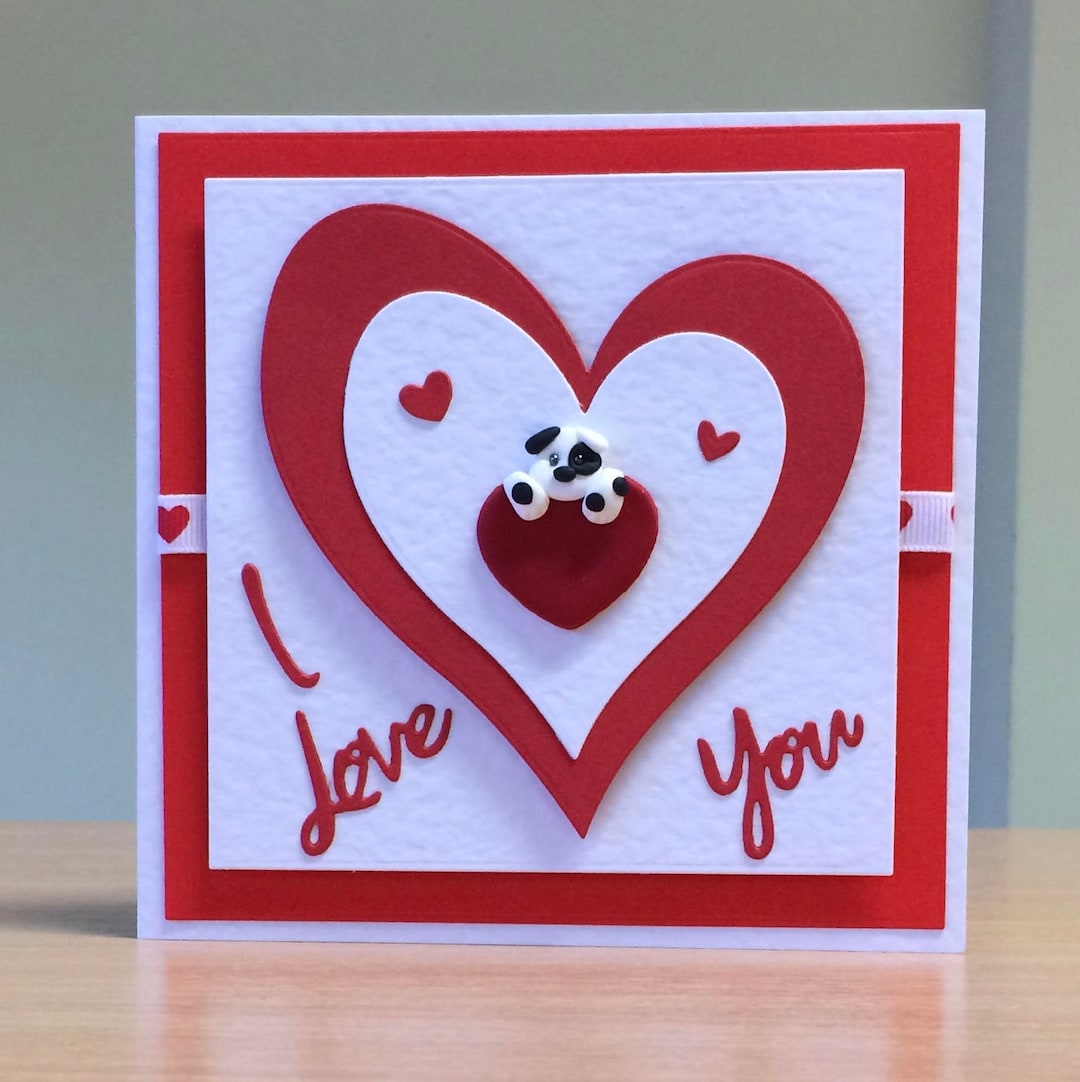 Valentines Card, Handmade Cute Dog / Puppy Valentine Card Valentine ...