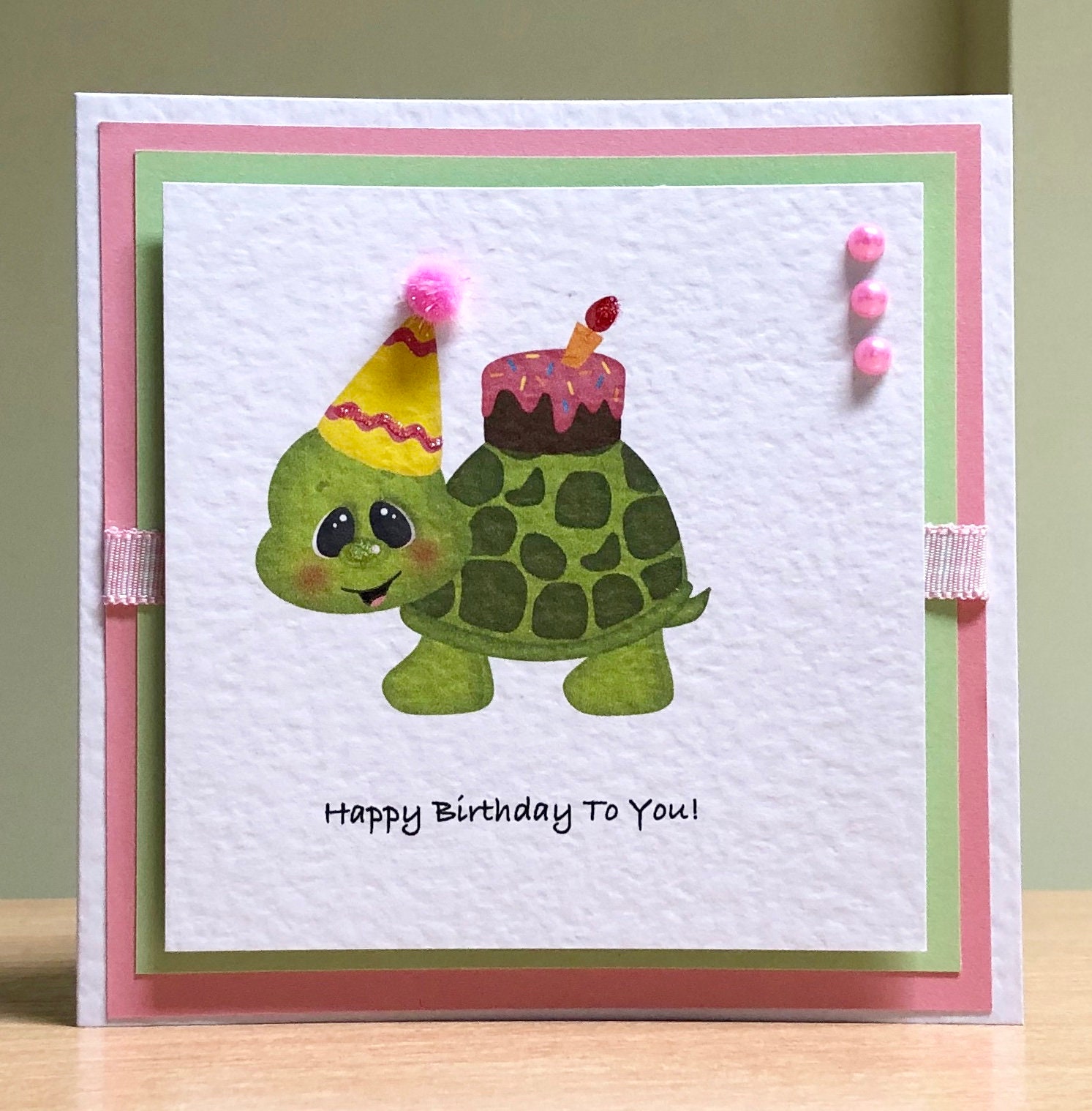 Birthday Card Handmade Cute Turtle/ Tortoise Card For | Etsy