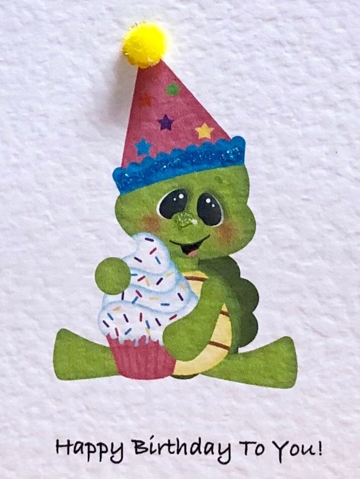 Birthday Card Handmade Cute Turtle/ Tortoise Card For | Etsy