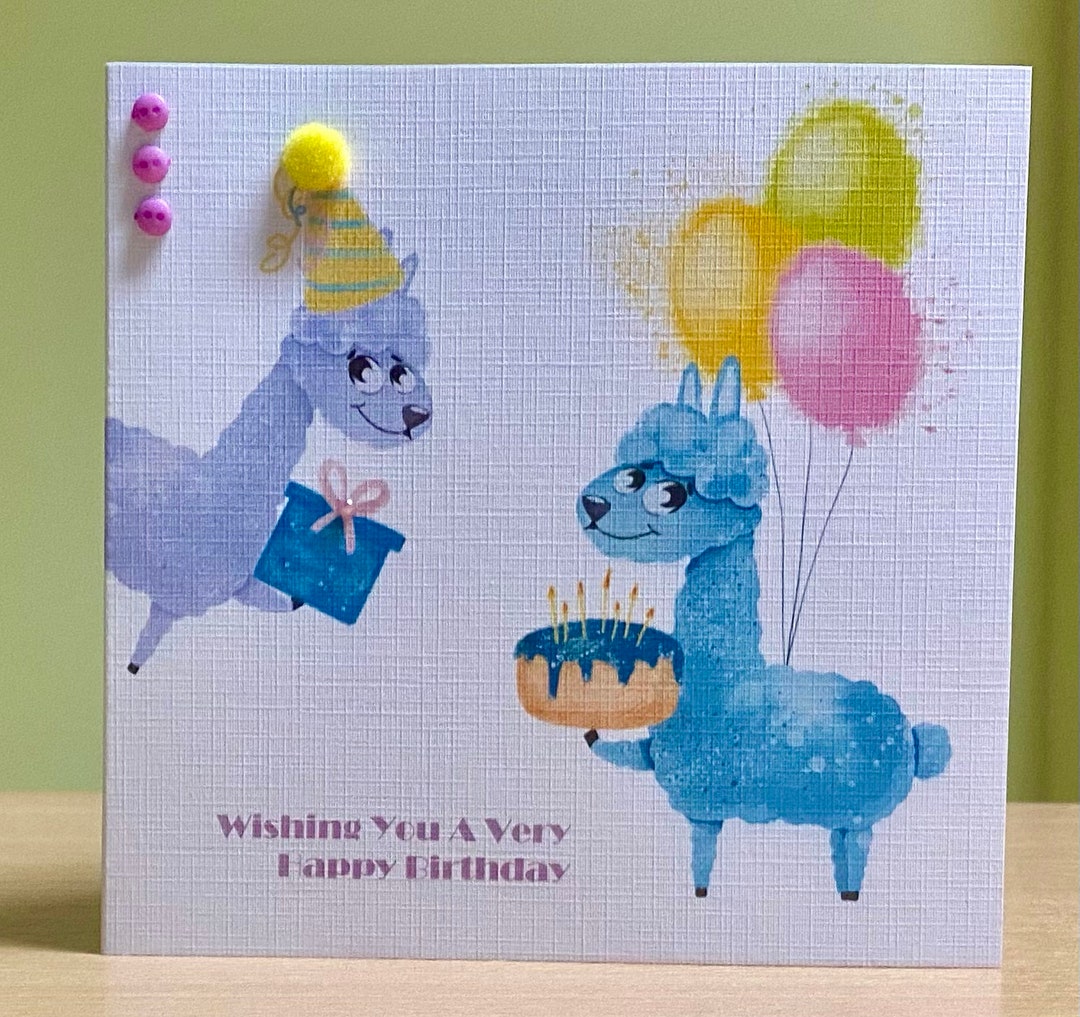 Alpaca Birthday Card, Handmade Cute Alpaca / Llama Birthday Card ...