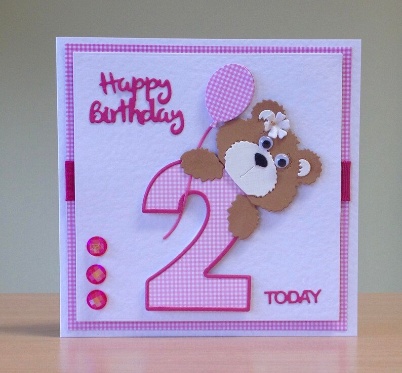 2nd Birthday Card Second Birthday Card Cute Teddybear Card | Etsy