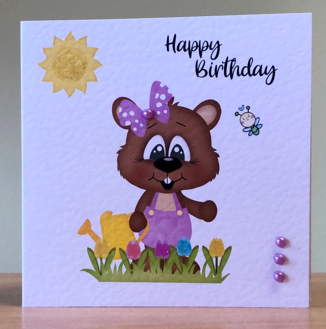Children's Birthday Card Cute Gopher Birthday Card, Gopher Card ...