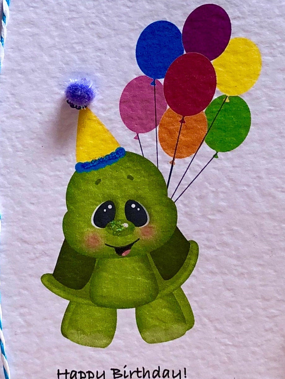 Birthday Card Handmade Cute Turtle/ Tortoise Birthday Card | Etsy