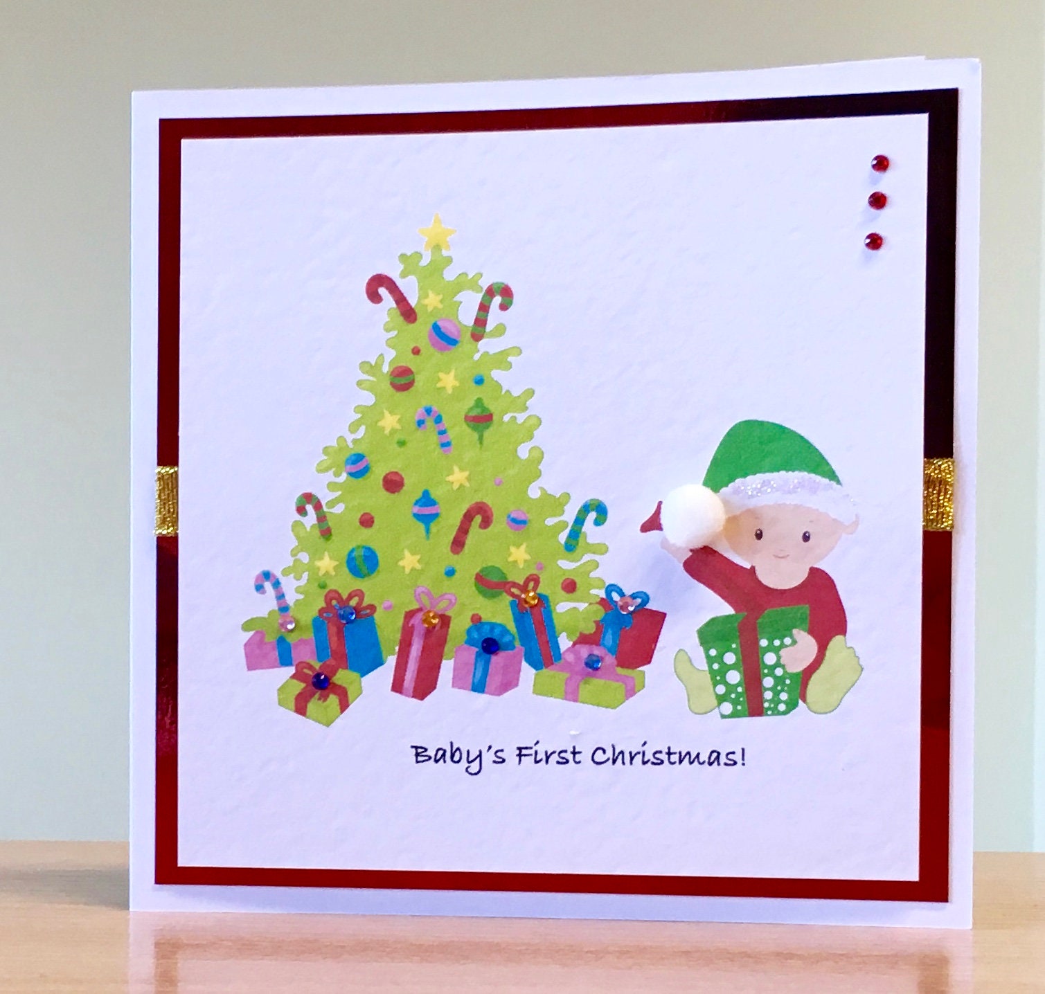 Christmas Card Handmade Baby's First Christmas Card | Etsy