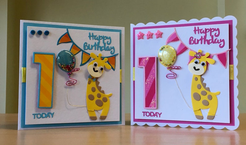 First Birthday Card Handmade 1st Birthday Card Giraffe | Etsy