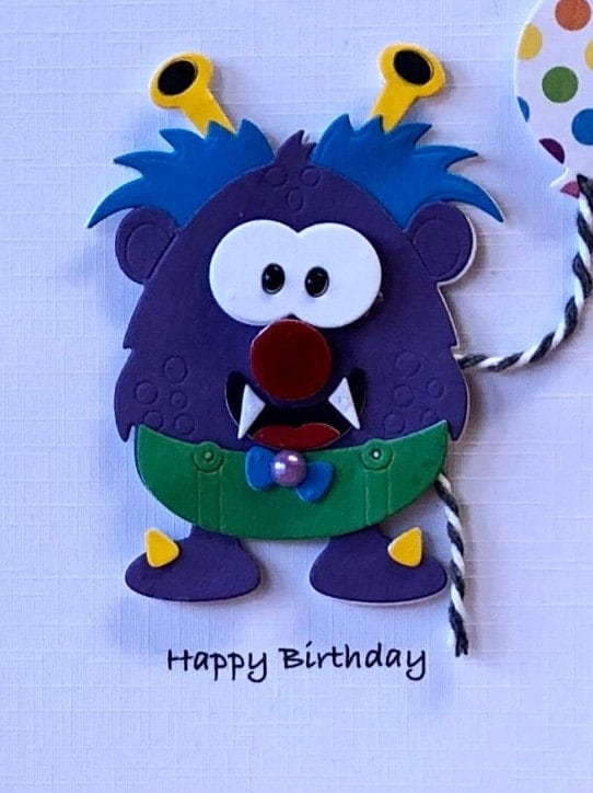 Children's Birthday Card Handmade Monster Birthday Card - Etsy