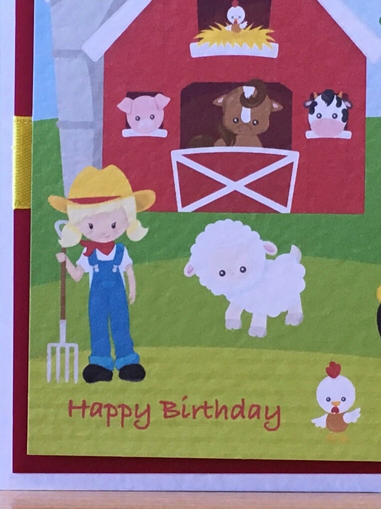 Birthday Card Cute Farm / Tractor/ Farm Animal Card Cute - Etsy