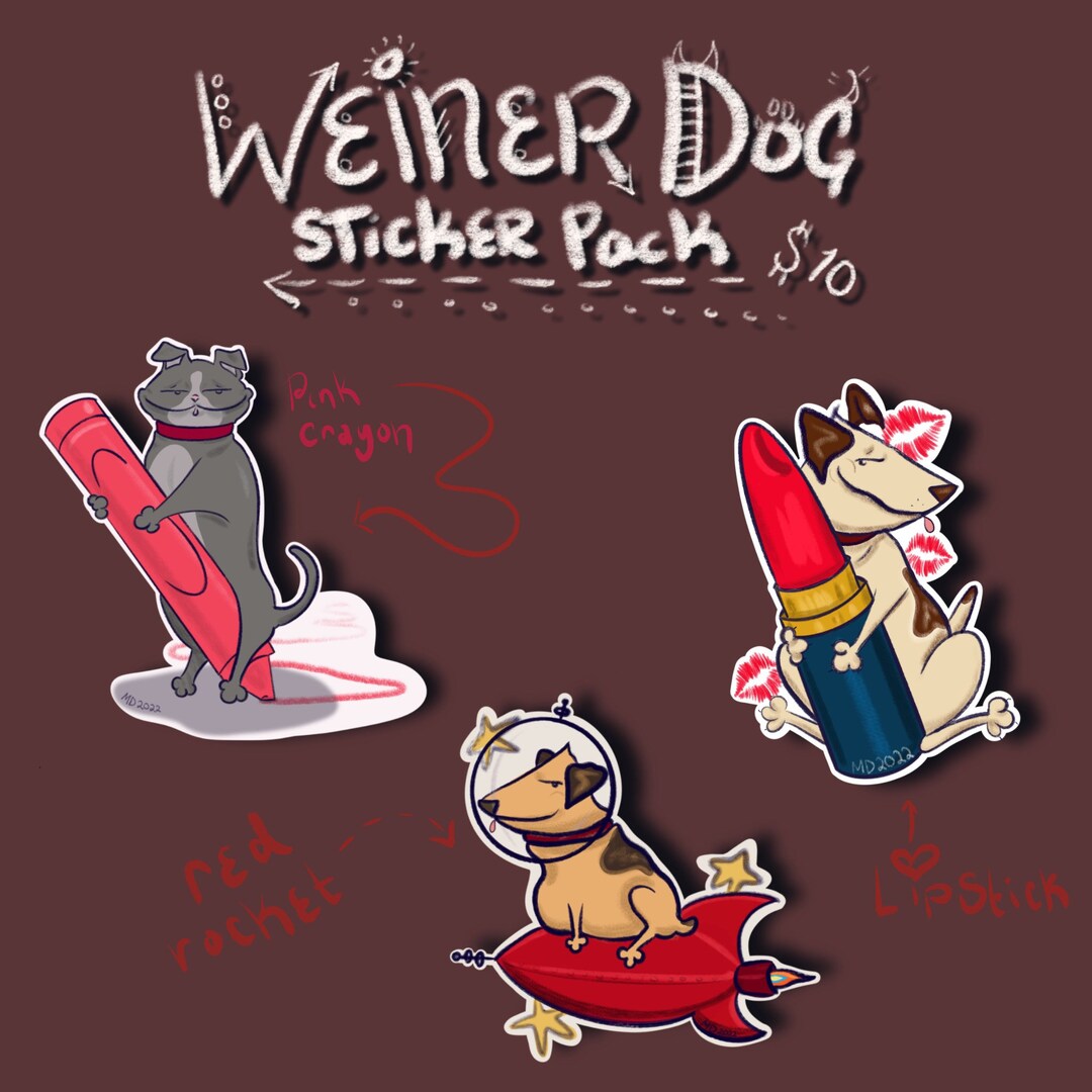 Wiener Dog Stickers Pack Set - Etsy