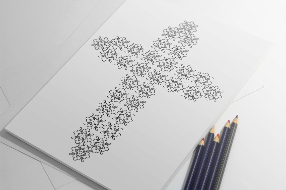 Cross Coloring Page Christian Coloring Sheet Religious - Etsy