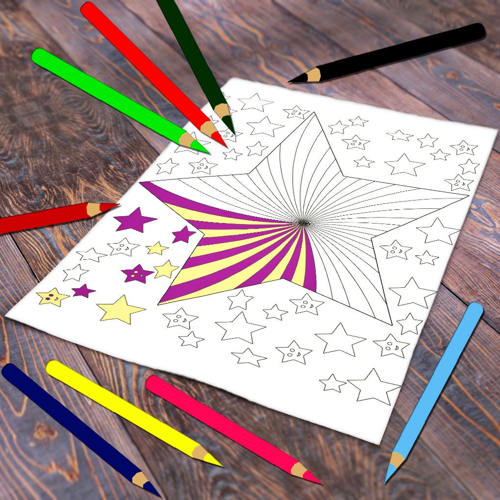 Happy Coloring Page for Kids, Adult Coloring Printable Activity, Galaxy ...