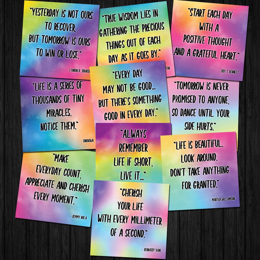 10 Positive Life Quotes Cards, Printable Encouragement Card Set ...