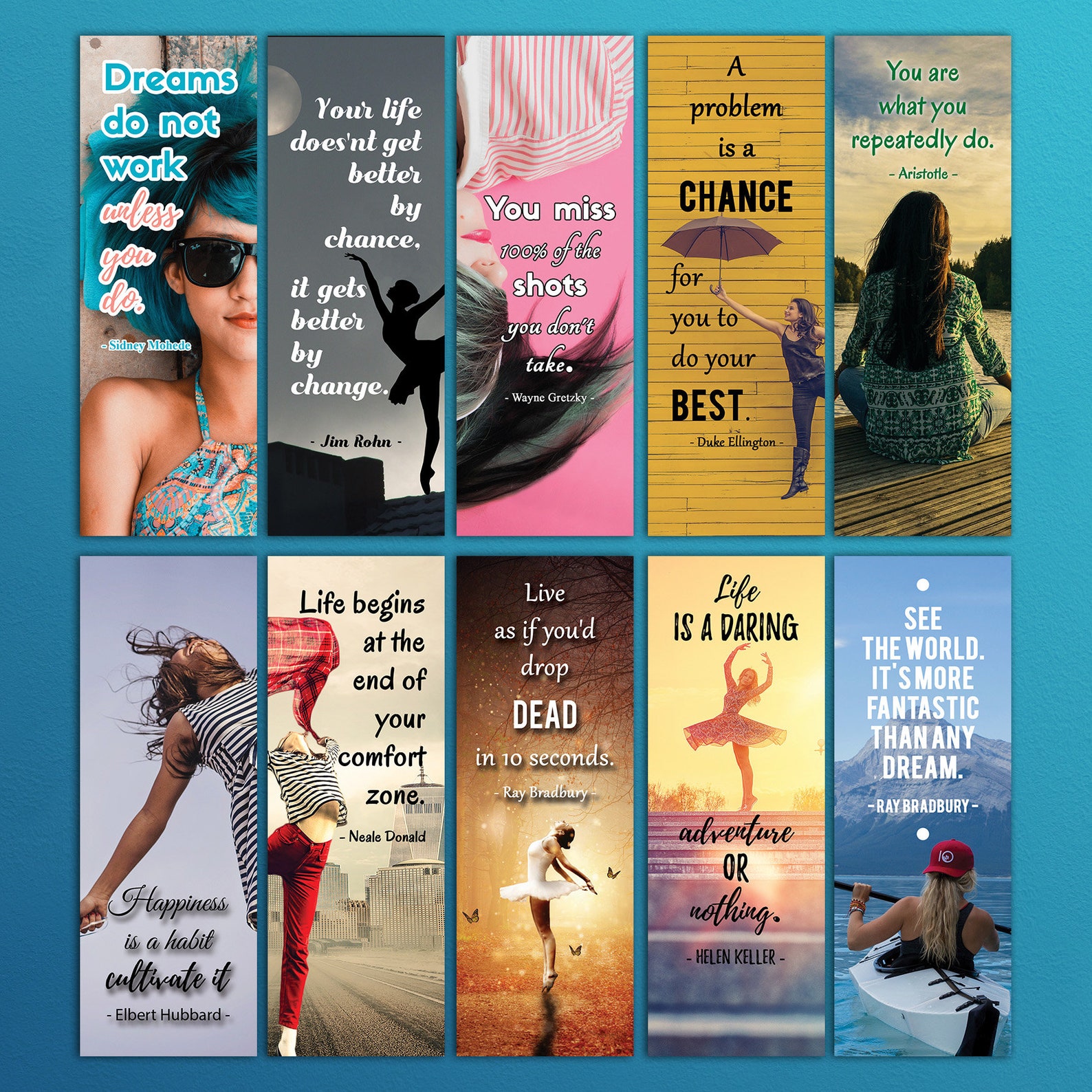 Digital Bookmark Set, Bookmark Printable Literary Gifts, Book Lover ...