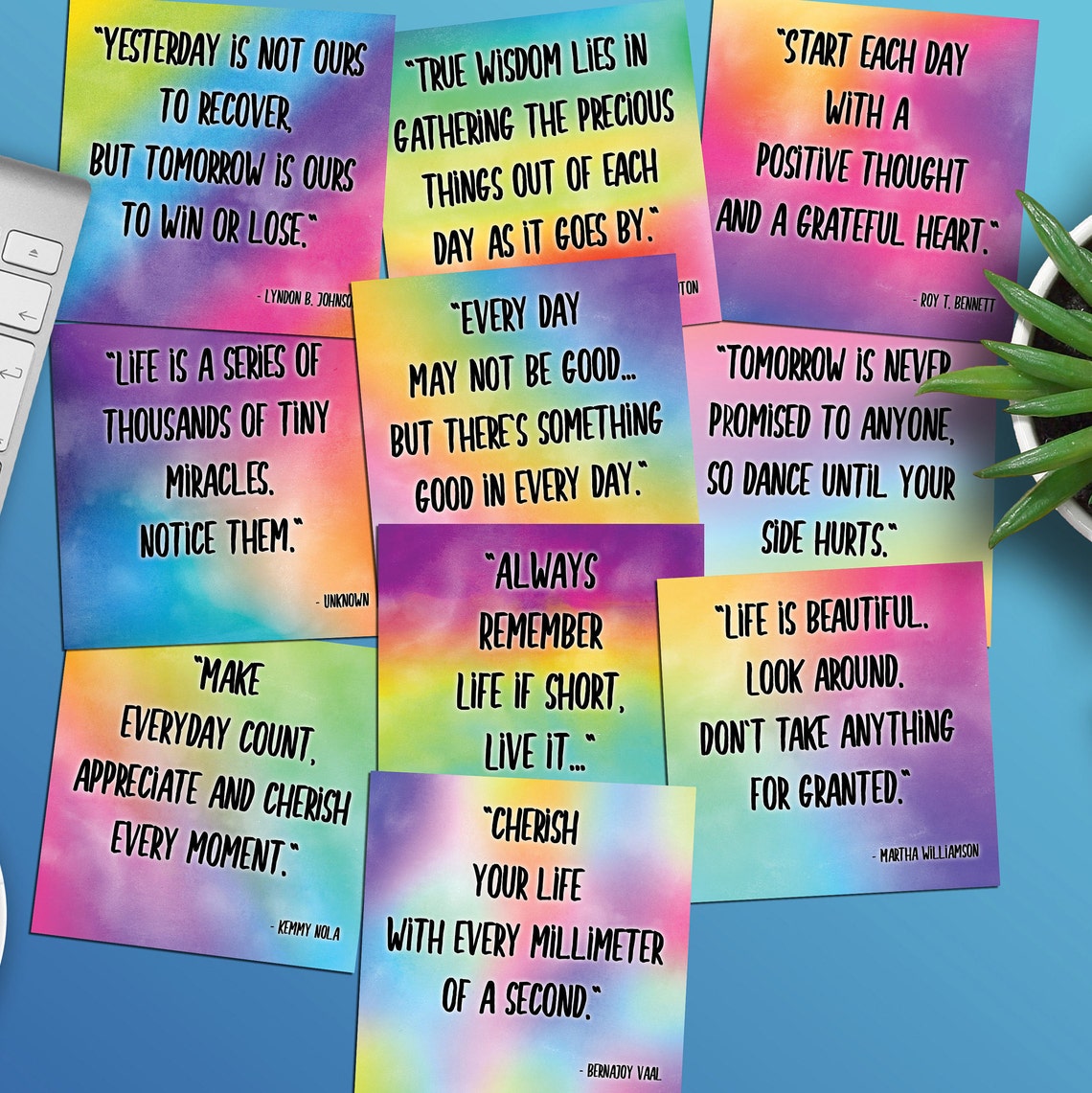 10 Positive Life Quotes Cards, Printable Encouragement Card Set ...